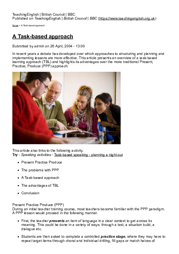 (PDF) A Task-based approach