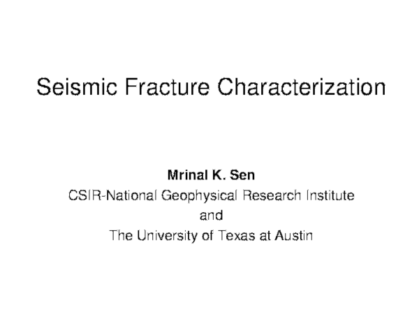 (PDF) Seismic Fracture Characterization