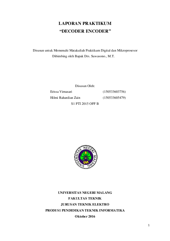 (DOC) Laporan Digital Mikroprosesor - Decoder Encoder