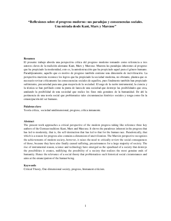 (PDF) Reflexiones sobre el progreso moderno: sus paradojas y ...