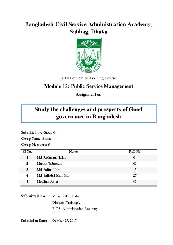 (PDF) Public Service Management Assignment on Study the challenges and ...
