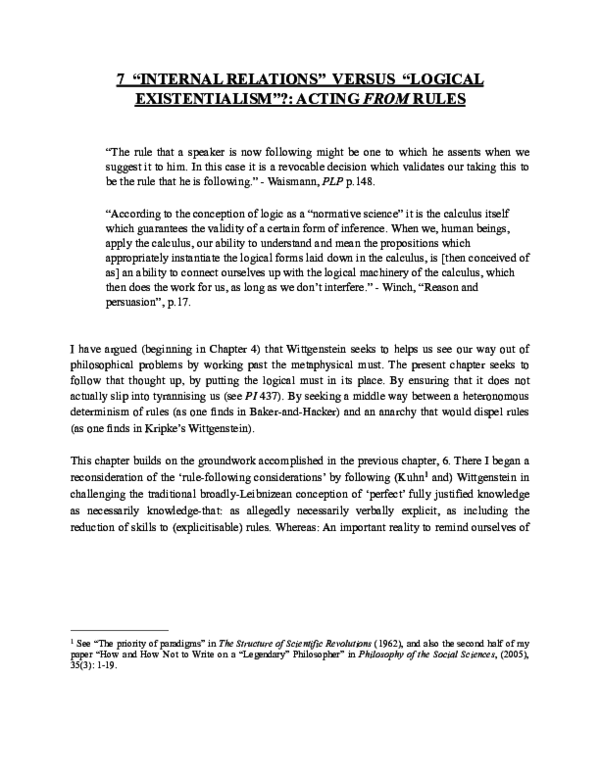 (PDF) " INTERNAL RELATIONS " VERSUS " LOGICAL EXISTENTIALISM ...