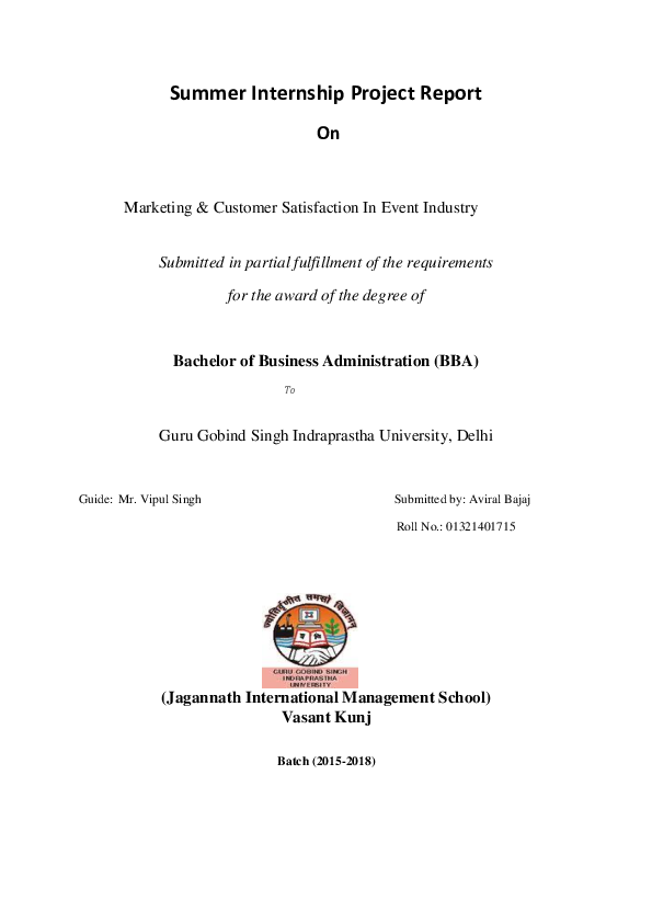 (DOC) Summer Internship Project Report On Marketing & Customer ...