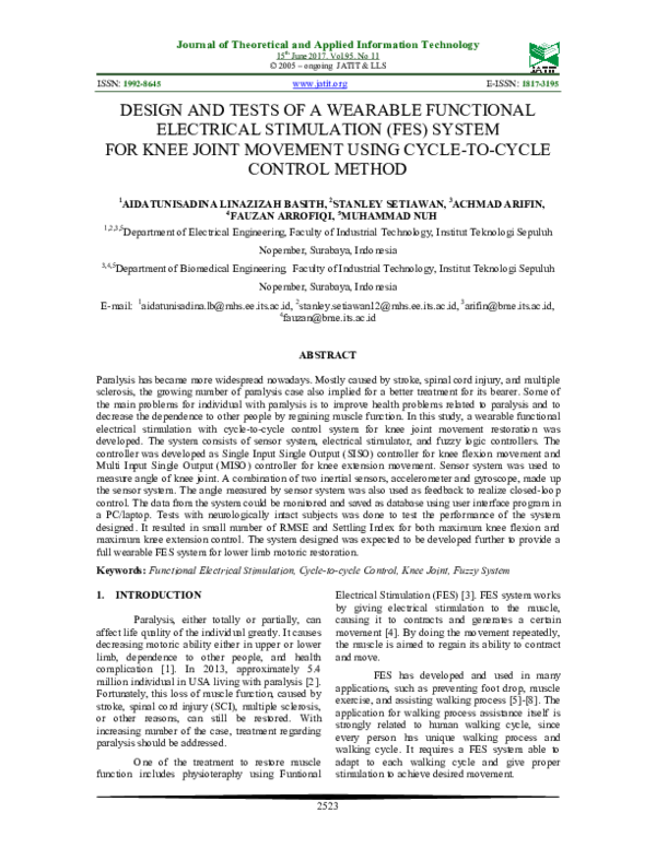 (PDF) DESIGN AND TESTS OF A WEARABLE FUNCTIONAL ELECTRICAL STIMULATION ...