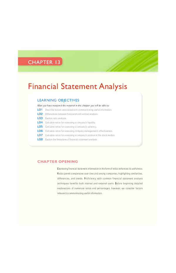 (PDF) Financial Statement Analysis LEARNING OBJECTIVES