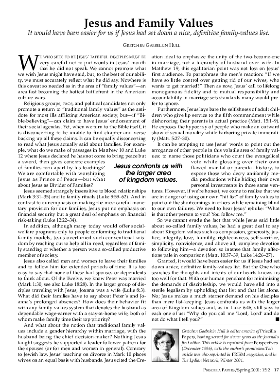 (PDF) Jesus and Family Values
