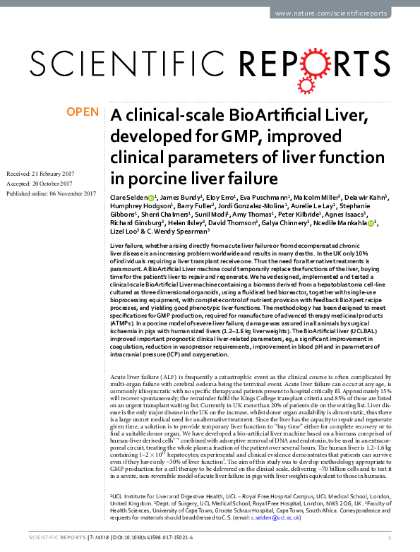 (PDF) A New Concept of Bioartificial Liver Based on a Fluidized Bed ...