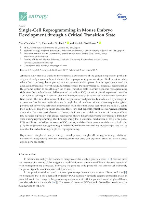 (PDF) Single-Cell Reprogramming in Mouse Embryo Development through a ...