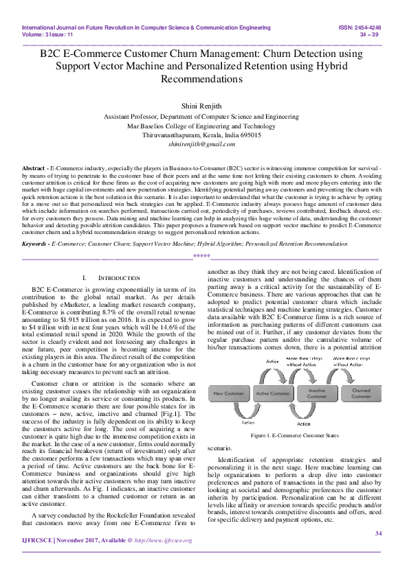 (PDF) B2C E-Commerce Customer Churn Management: Churn Detection using Support Vector Machine and ...