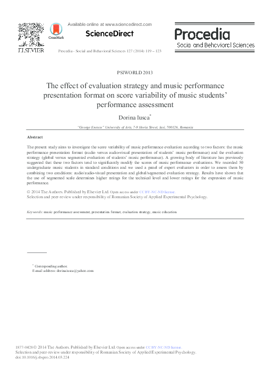 (PDF) The effect of evaluation strategy and music performance ...