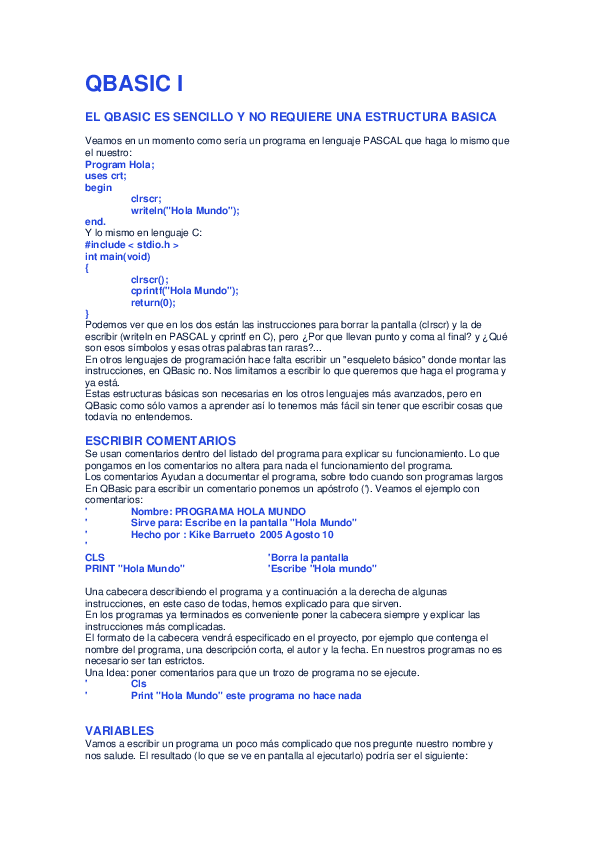 (PDF) QBASIC I EL QBASIC ES SENCILLO Y NO REQUIERE UNA ESTRUCTURA BASICA