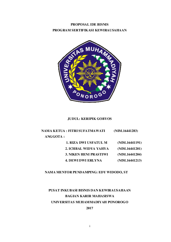 (DOC) PROPOSAL IDE BISNIS PROGRAM SERTIFIKASI KEWIRAUSAHAAN