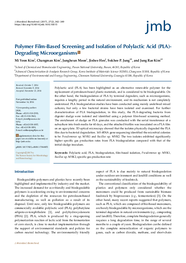 (PDF) Polymer Film-Based Screening and Isolation of Polylactic Acid ...