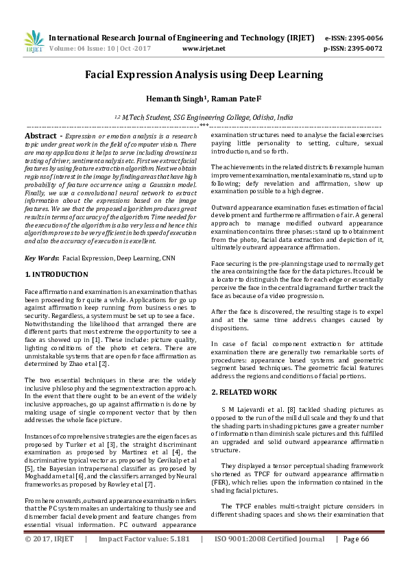 (PDF) Facial Expression Analysis using Deep Learning