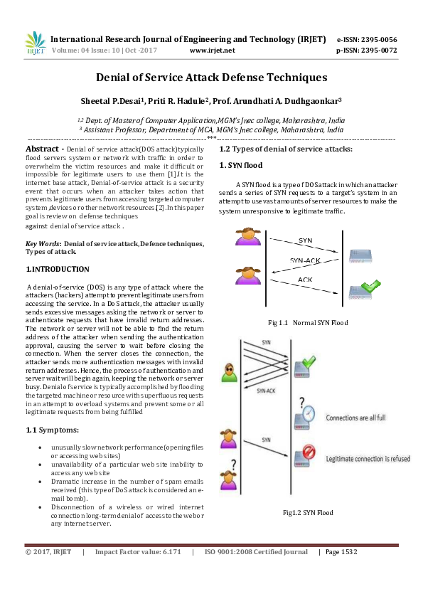 Pdf Denial Of Service Attack Defense Techniques