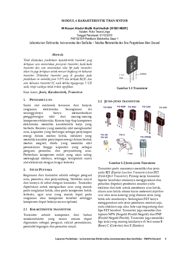 (DOC) MODUL 6 KARAKTERISTIK TRANSISTOR
