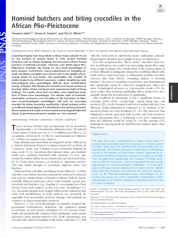 (PDF) Hominid butchers and biting crocodiles in the African Plio ...