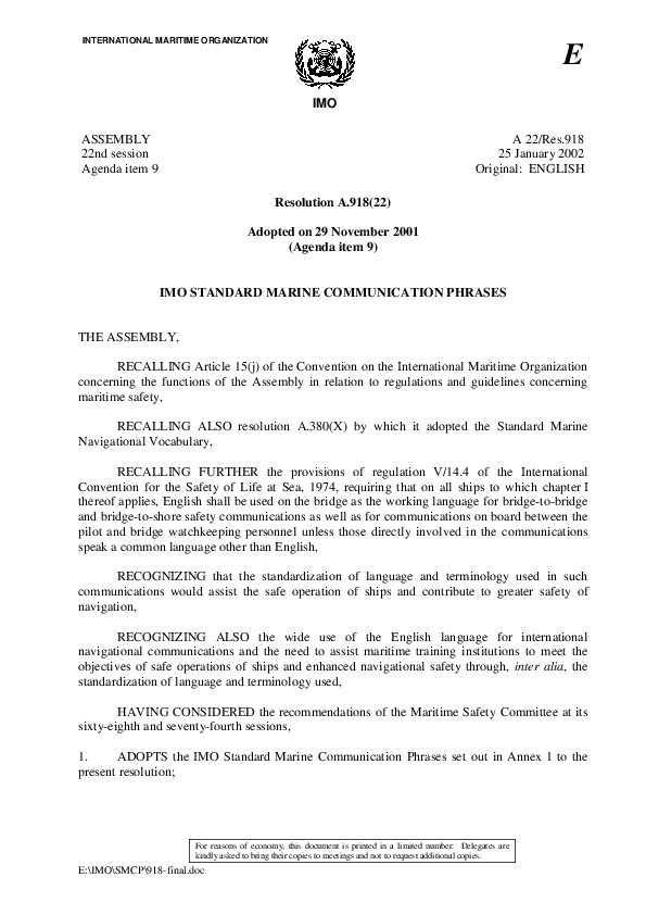 (PDF) IMO Standard Marine Communication Phrases