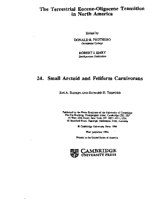 (PDF) Baskin and Tedford. Small arctoid and feliform carnivorans