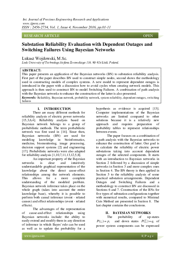 (PDF) Substation Reliability Evaluation with Dependent Outages and Switching Failures Using ...