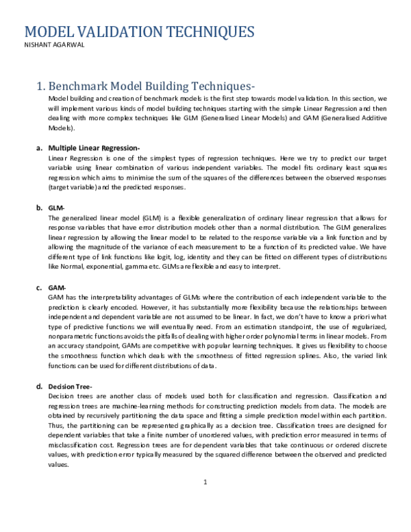 Pdf Model Validation Techniques