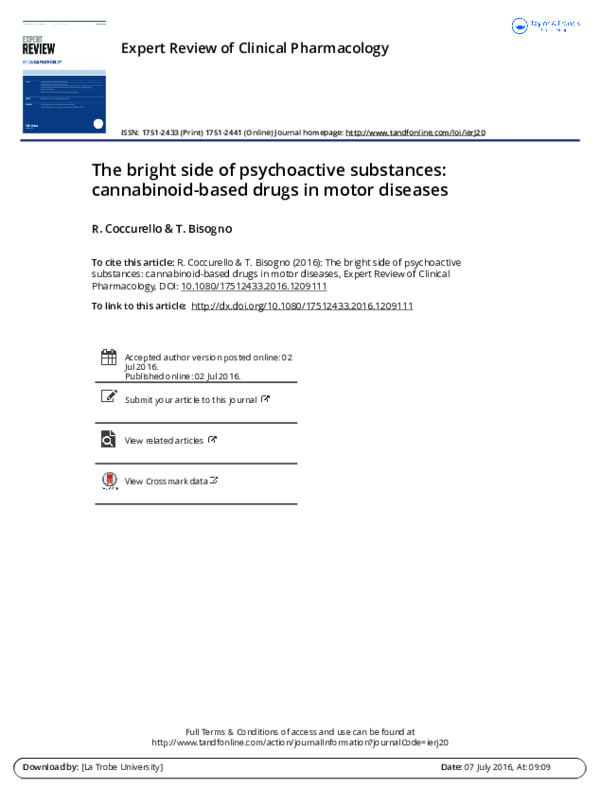 (PDF) Expert Review of Clinical Pharmacology The bright side of psychoactive substances ...