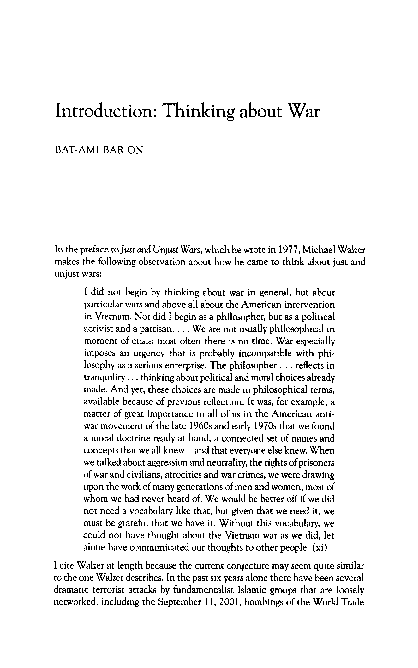 (PDF) INTRODUCTION: THINKING ABOUT WAR