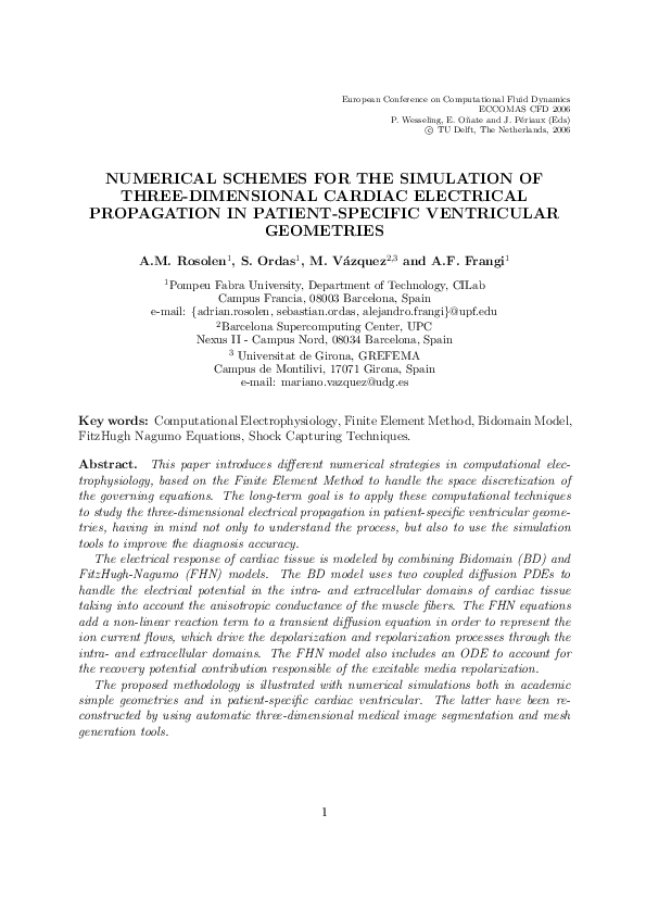Schemes For The Simulation Of Three Dimensional Cardiac Electrical Propagation In Patient