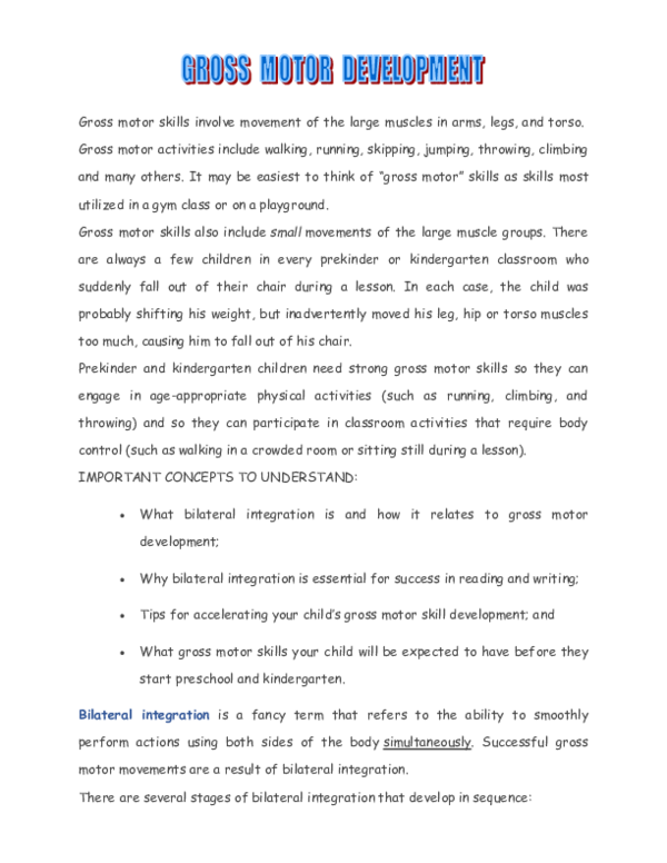 (DOC) Gross motor development