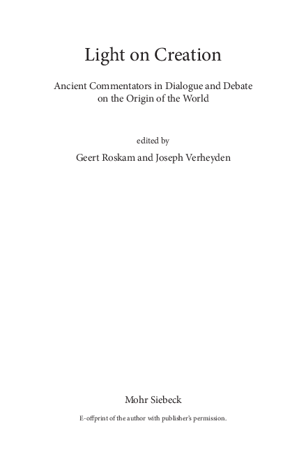 (PDF) "From Nonbeing to Eternal Well-Being: Creation ex nihilo in the ...