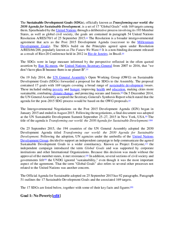 (DOC) The Sustainable Development Goals