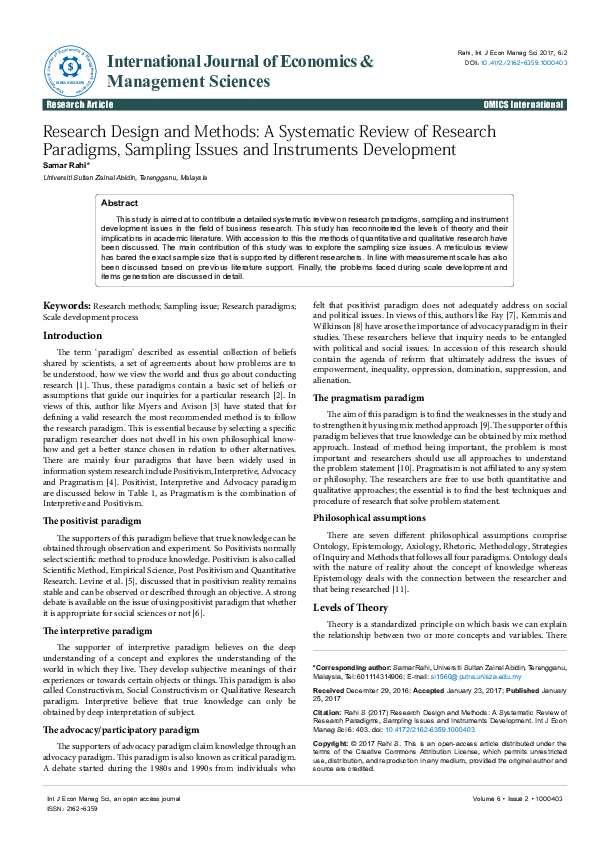 (PDF) Research Design and Methods: A Systematic Review of Research ...