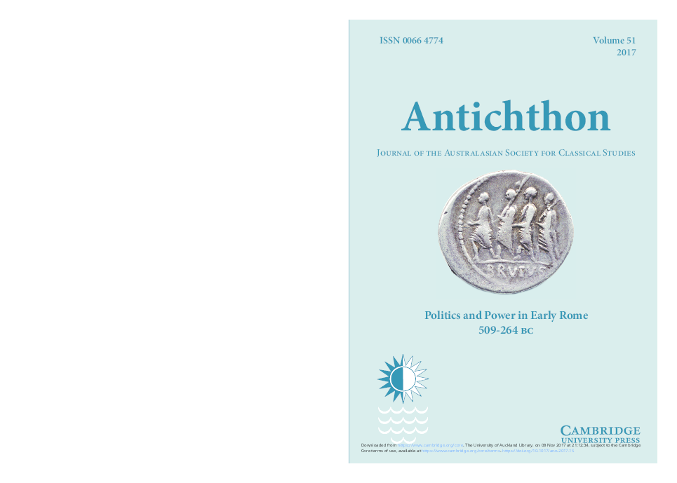 (PDF) Politics and Power in Early Rome 509-264 BC (Antichthon vol. 51 ...