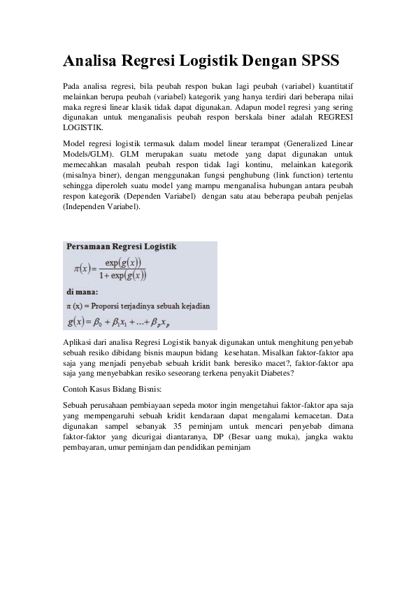 (DOC) Analisa Regresi Logistik Dengan SPSS