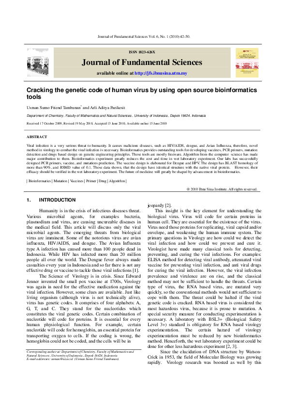 (PDF) Cracking the genetic code of human virus by using open source ...