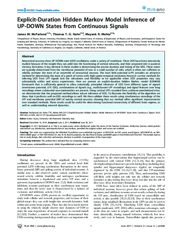 Pdf Edhmm For Robust Inference Of Up Down States In Cortical Signals