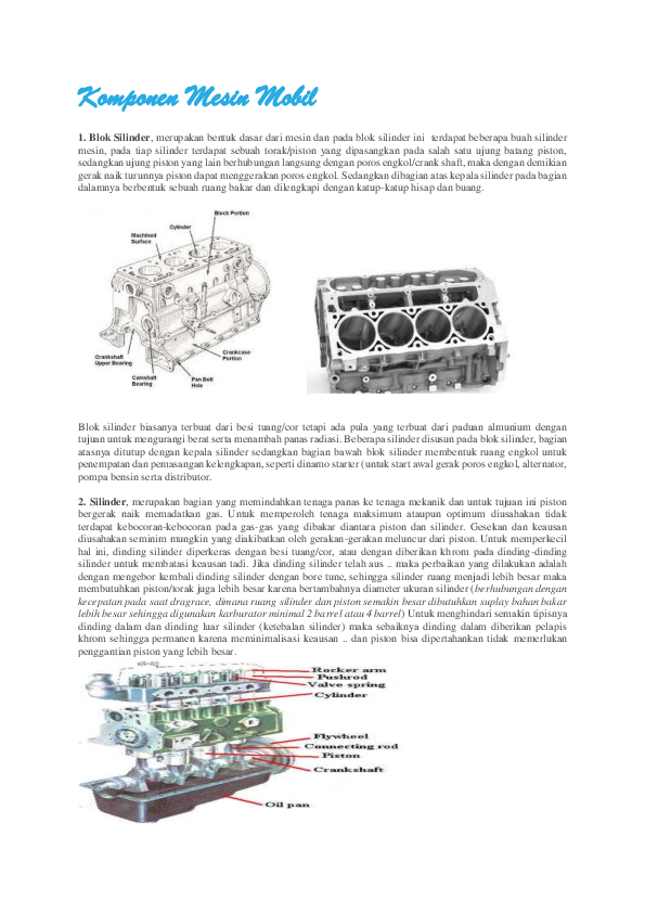 (DOC) Komponen Mesin Mobil