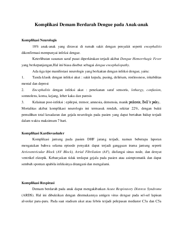 (DOC) Komplikasi Demam Berdarah Dengue pada Anak-anak