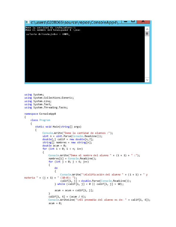 (DOC) using System; using System | Alan orozco - Academia.edu