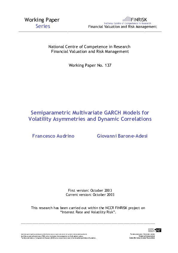Pdf Semiparametric Multivariate Garch Models For Volatility