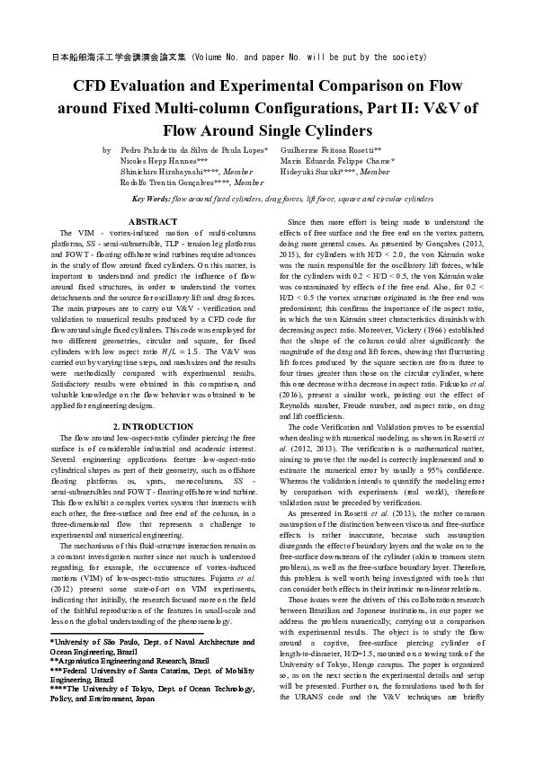(PDF) CFD Evaluation and Experimental Comparison on Flow around Fixed ...