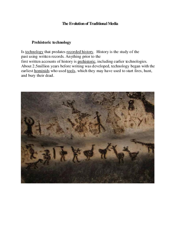 (DOC) The Evolution of Traditional Media Prehistoric technology