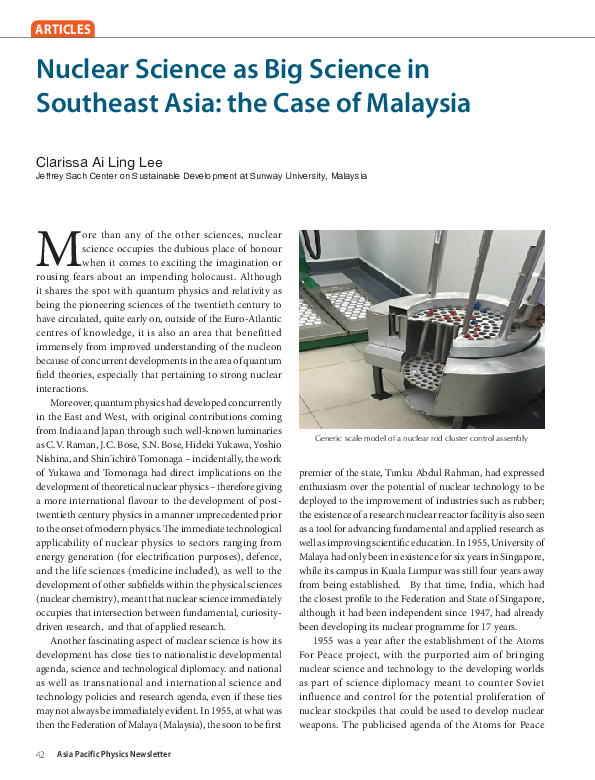 (PDF) Nuclear Science as Big Science in Southeast Asia: a Case of Malaysia