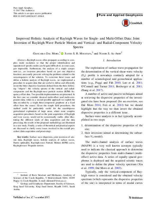(PDF) Improved Holistic Analysis of Rayleigh Waves for Single-and Multi-Offset Data: Joint ...