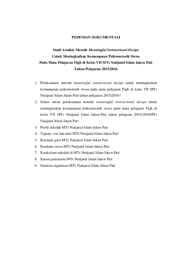 (DOC) PEDOMAN DOKUMENTASI Studi Analisis Metode Meaningful ...
