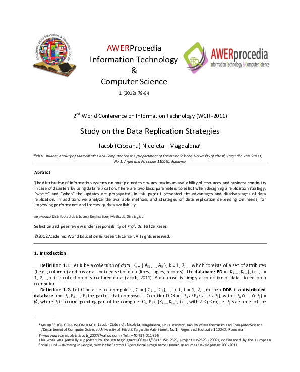 (PDF) Study on the Data Replication Strategies