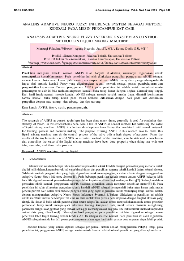 (PDF) ANALISIS ADAPTIVE NEURO FUZZY INFERENCE SYSTEM SEBAGAI METODE KENDALI PADA MESIN PENCAMPUR ...