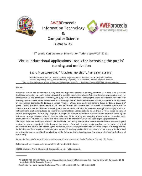 (PDF) Virtual educational applications -tools for increasing the pupils ...