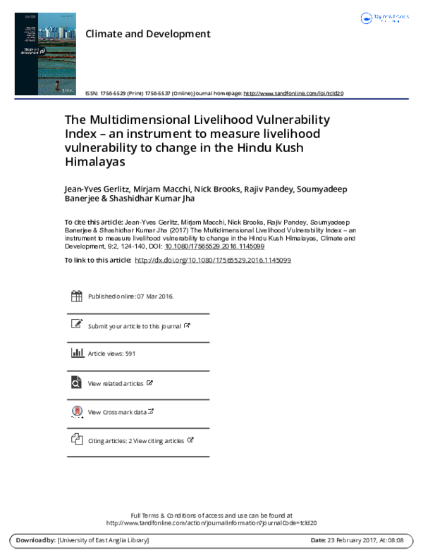 (PDF) The Multidimensional Livelihood Vulnerability Index – an ...