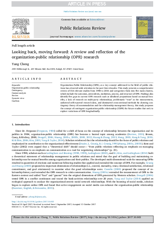 (PDF) Looking back, moving forward: A review and reflection of the ...